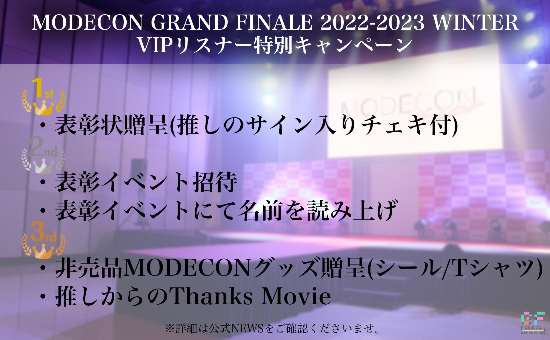 【表彰イベント】MODECON GF2022-2023 WINTER VIP特別キャンペーンのご案内 - MODECONグランドフィナーレ2021